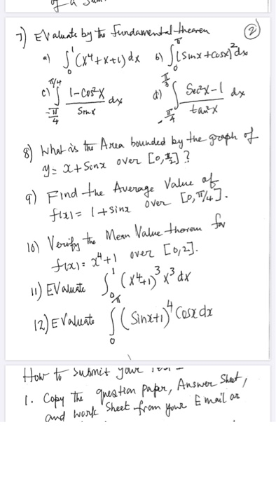 Solved (2 7) Evaluate by the fundamental thearen {'(x" + x | Chegg.com