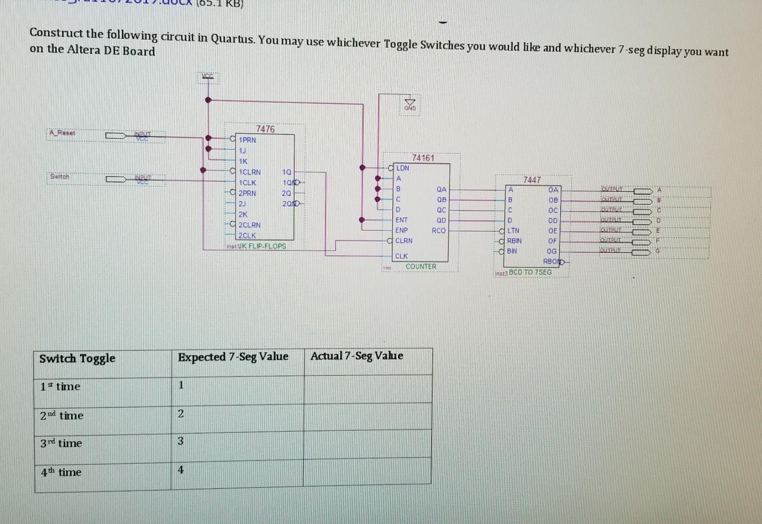 Solved KB) Construct the following circuit in Quartus. You | Chegg.com