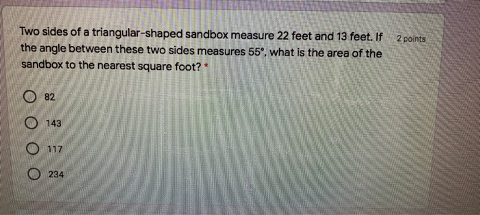 Solved 2 points Two sides of a triangular-shaped sandbox | Chegg.com