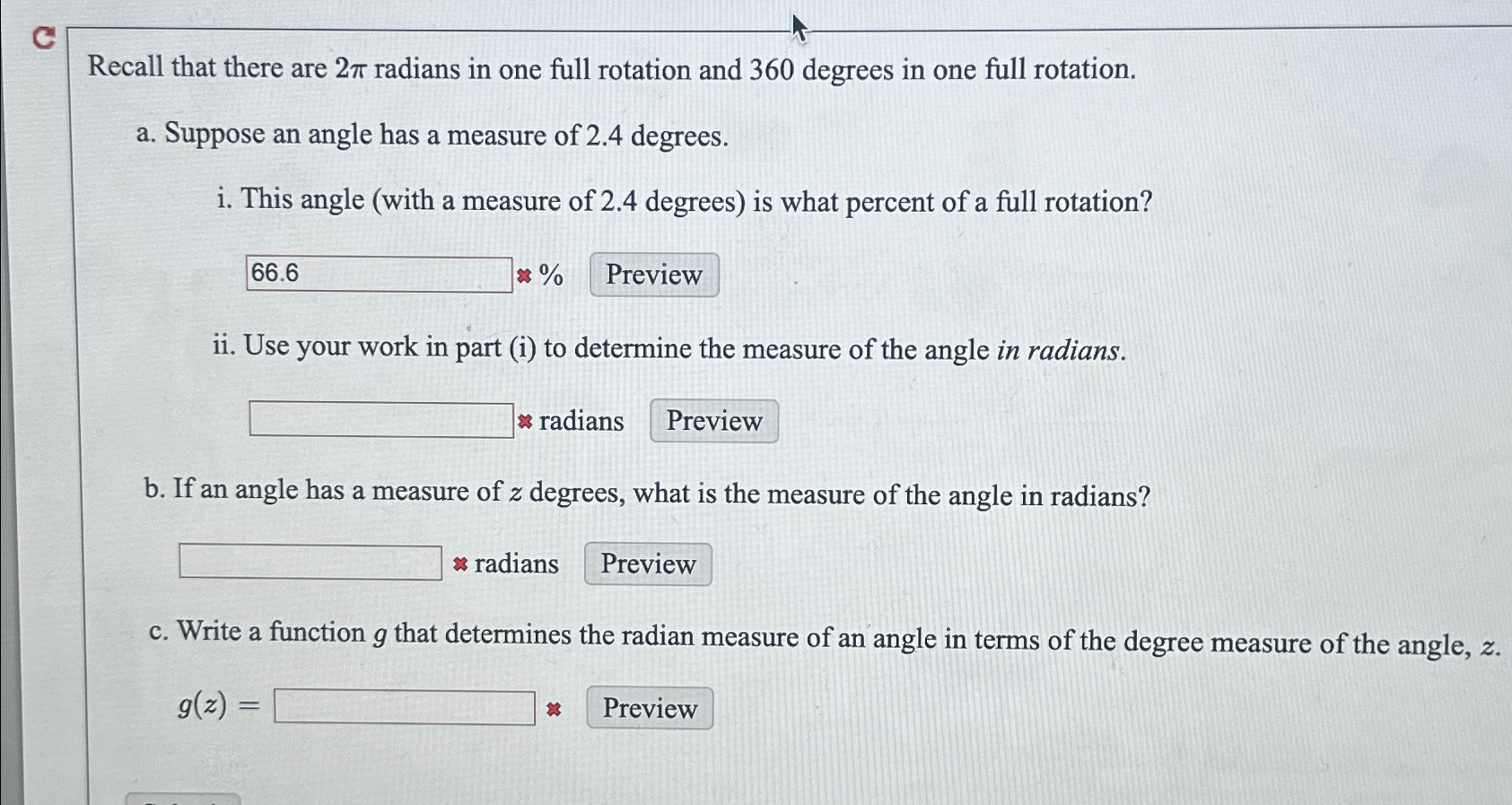 Solved Recall that there are 2π ﻿radians in one full | Chegg.com