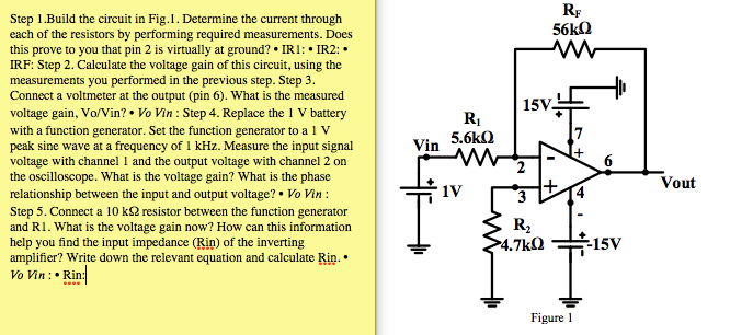 Solved Figure 1 • ﻿Step 1.Build the circuit in Fig.1. | Chegg.com