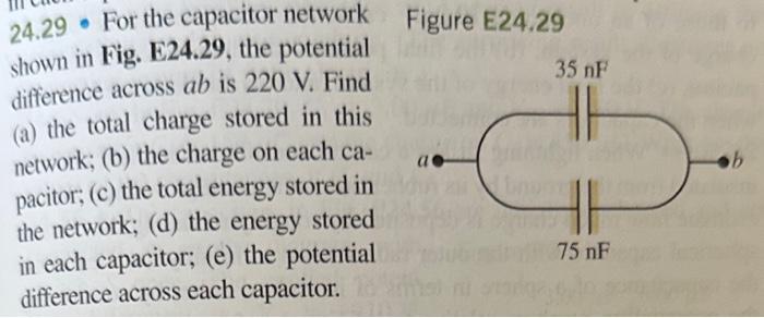 Solved 24.29 • For the capacitor network Figure E24.29 shown | Chegg.com