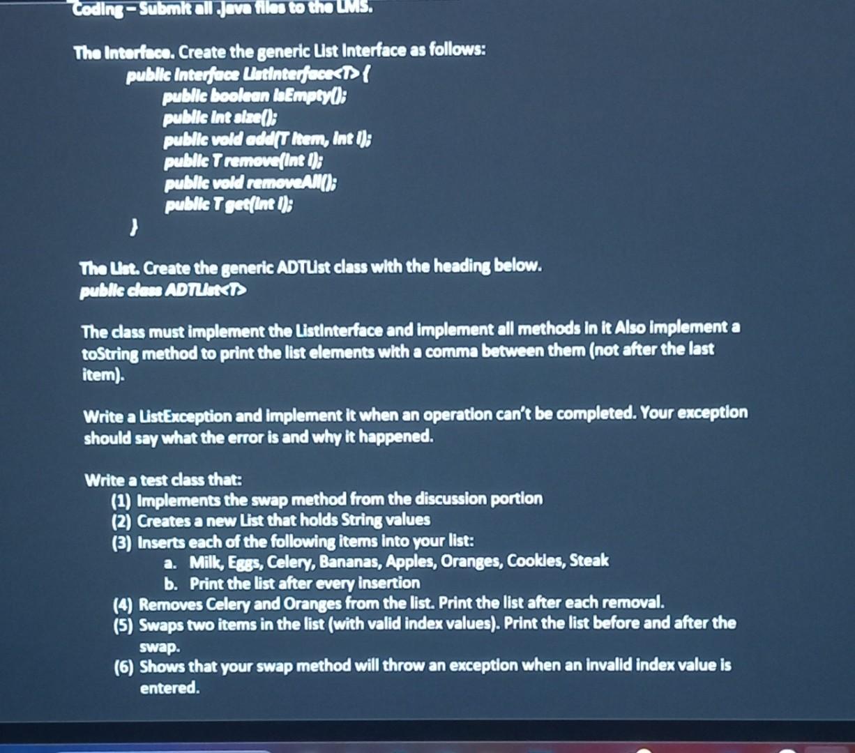 Solved Tho Interfecs. Create the generic Ust Interface as | Chegg.com