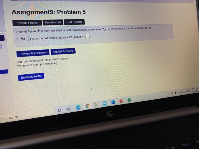 Solved Assignment9 Problem 5 Previous Problem Problem List 