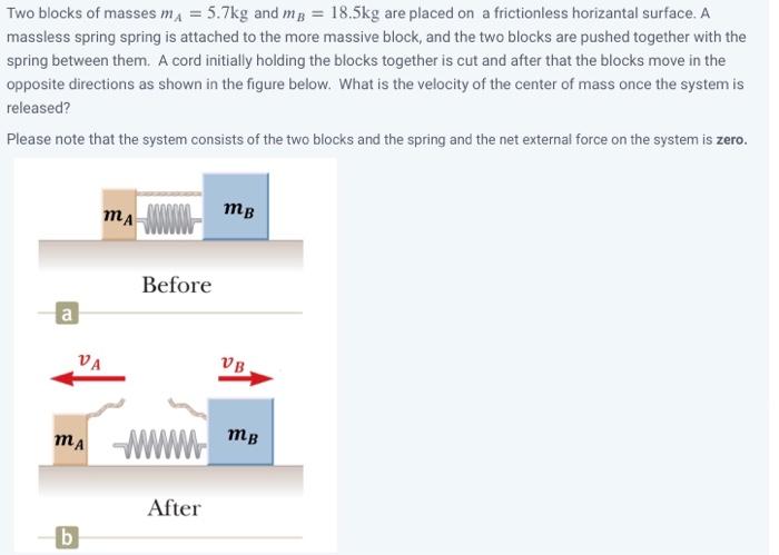 Solved Two blocks of masses mA=5.7 kg and mB=18.5 kg are | Chegg.com