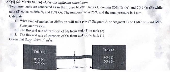 Solved Q4] (20 Marks 8+6+6) Molecular diffusion calculation | Chegg.com