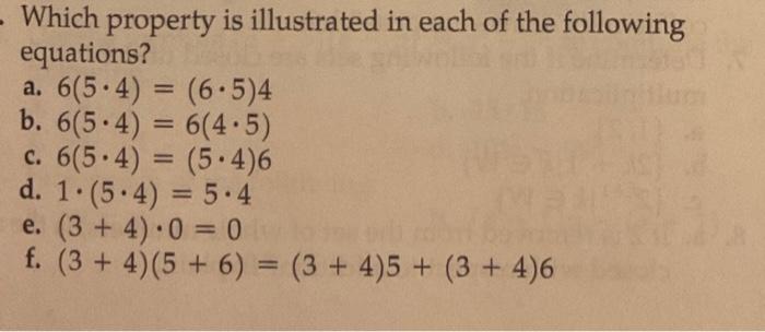 Solved Which property is illustrated in each of the | Chegg.com