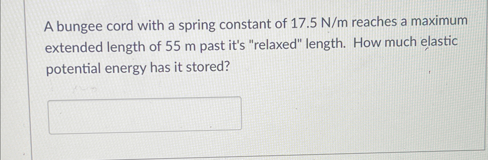 Solved A bungee cord with a spring constant of 17.5Nm | Chegg.com