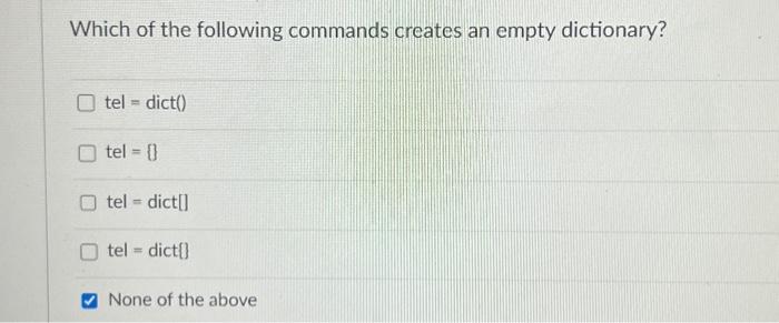 Which of the following commands creates an empty | Chegg.com