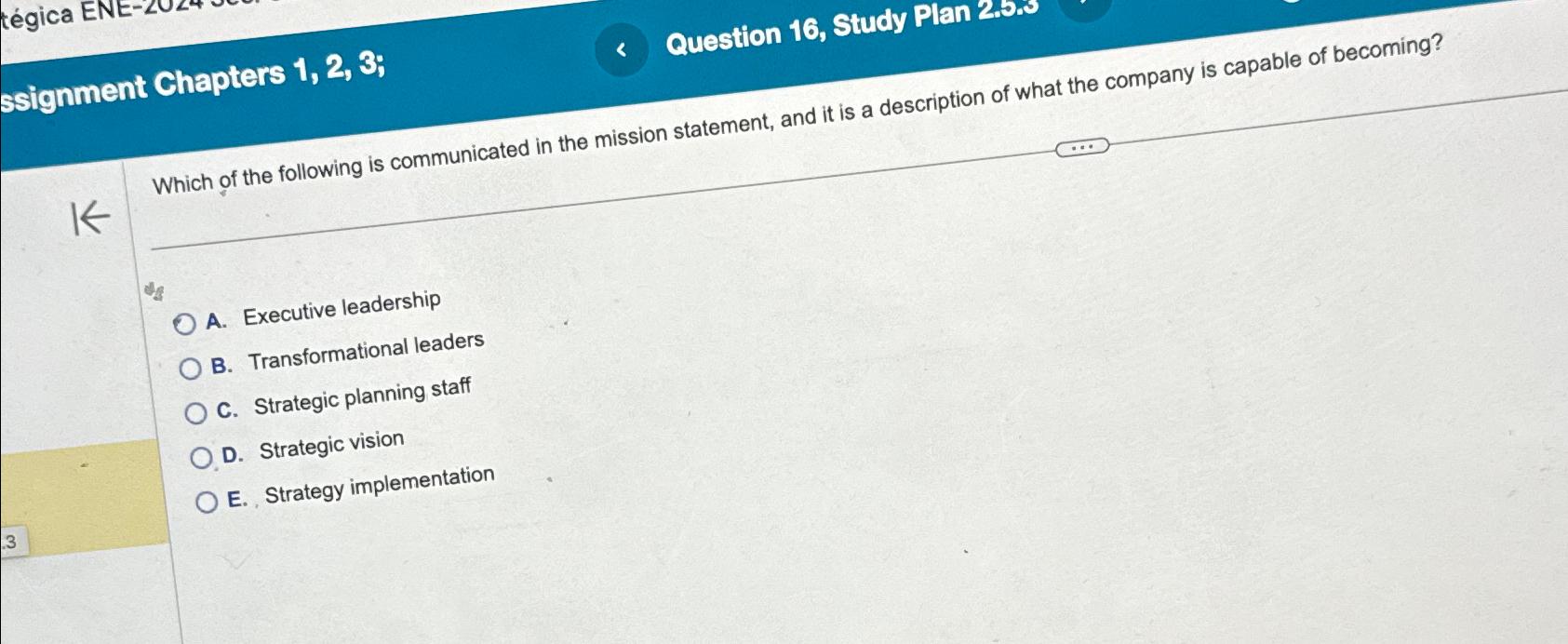 Solved ssignment Chapters 1, 2, 3;Question 16, ﻿Study Plan | Chegg.com