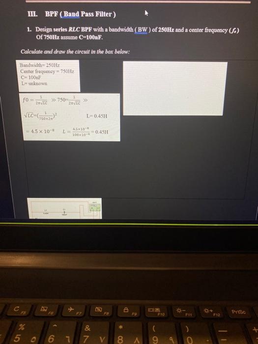 Solved II. BPF ( Band Pass Filter) 1. Design series RLC BPF | Chegg.com
