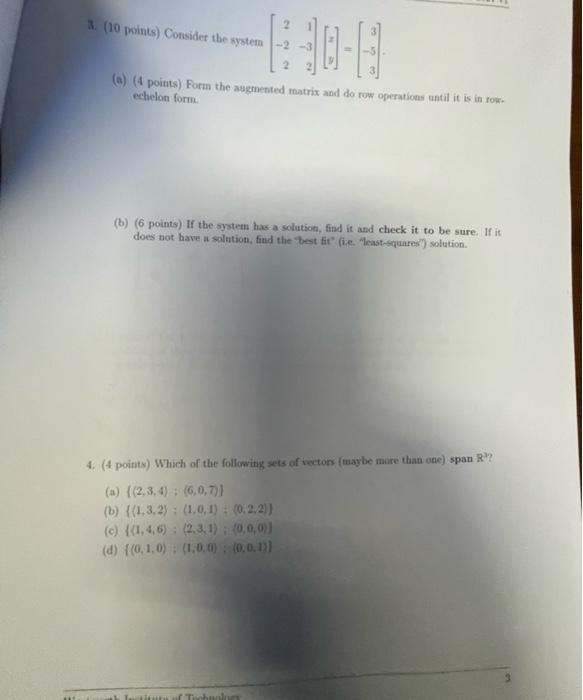 Solved 3. (10 points) Consider the system (a) (4 points) | Chegg.com