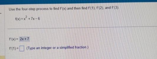 Solved Use the four-step process to find f'(x) ﻿and then | Chegg.com