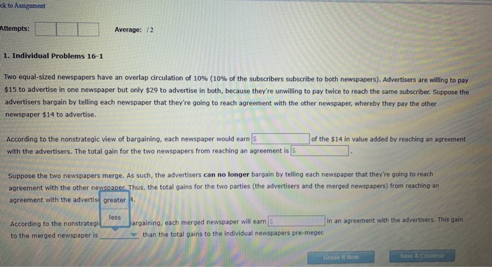Solved ck to Assignment Attempts: Average: 12 1. Individual | Chegg.com