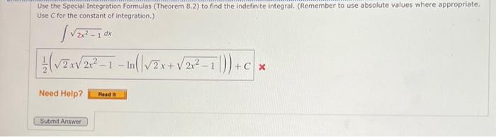 Solved Use the Special Integration Formulas (Theorem 8.2) to | Chegg.com