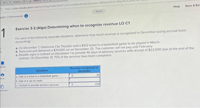 Exercise 3-2 (Algo) Determining when to recognize | Chegg.com Exercise 3-2 (Algo) Determining when to recognize | Chegg.com