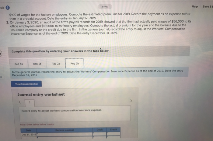 Solved Compute and record workers' compensation insurance | Chegg.com