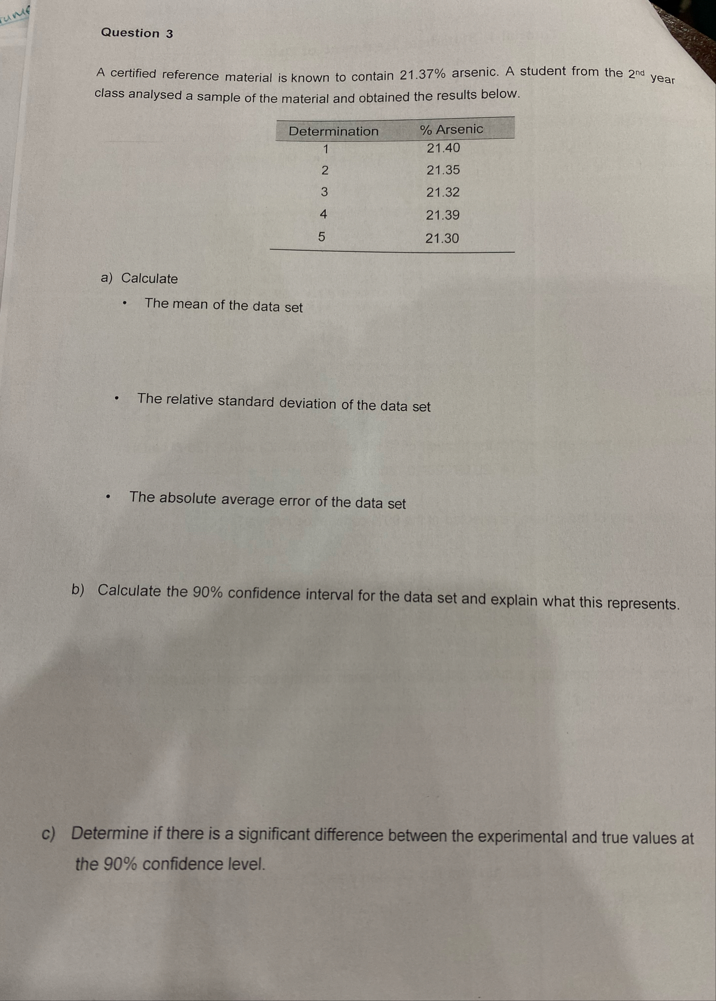 Solved Question 3A certified reference material is known to | Chegg.com