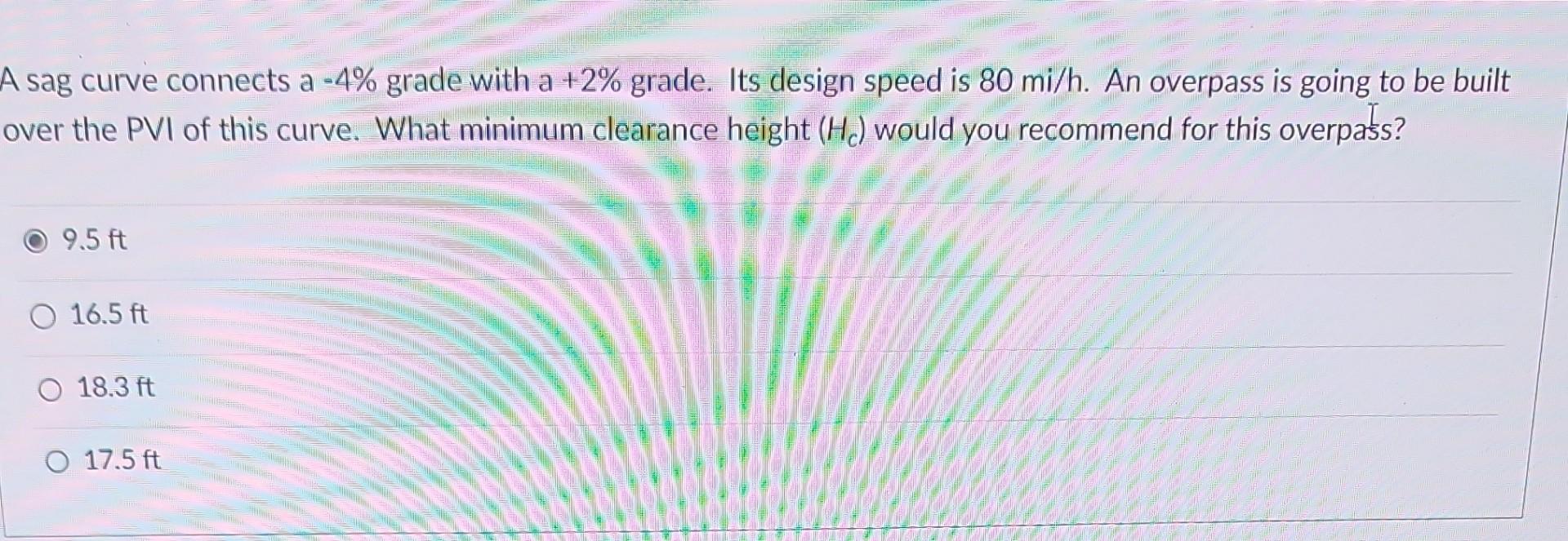 Solved A sag curve connects a −4% grade with a+2% grade. Its | Chegg.com