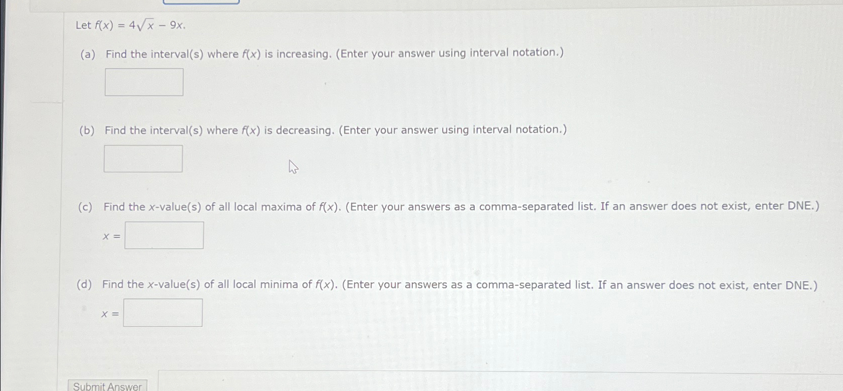 Solved Let f(x)=4x2-9x.(a) ﻿Find the interval(s) ﻿where f(x) | Chegg.com