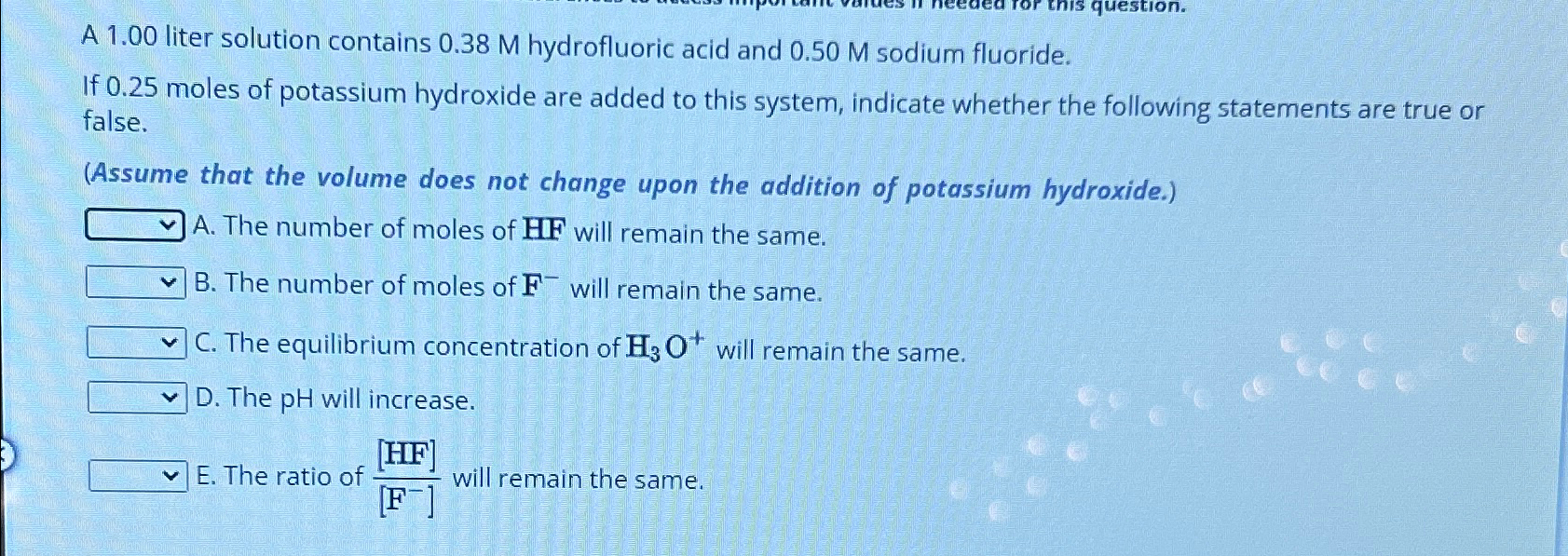 Solved A 1.00 ﻿liter solution contains 0.38M ﻿hydrofluoric | Chegg.com