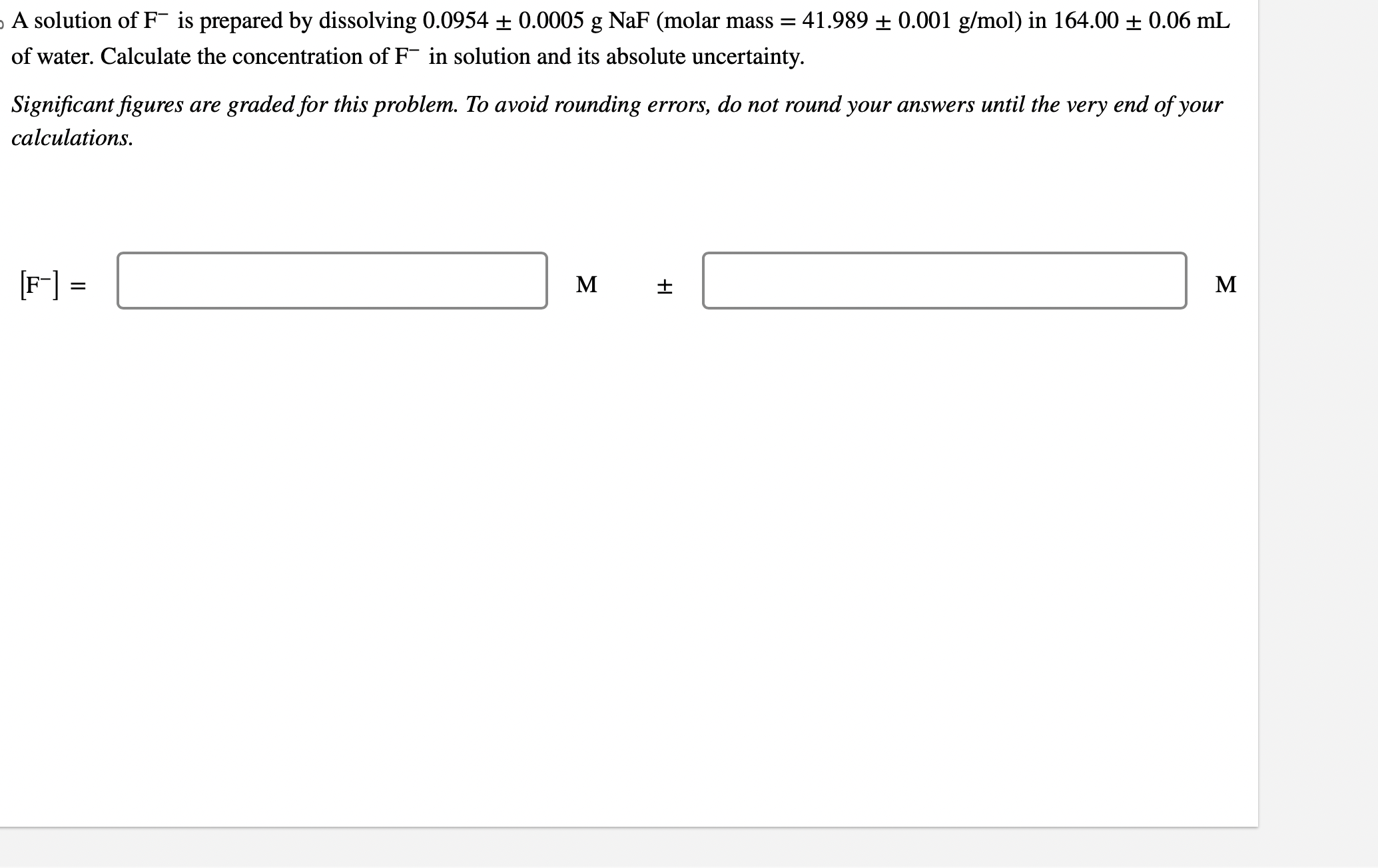 Solved A solution of F-is prepared by dissolving | Chegg.com