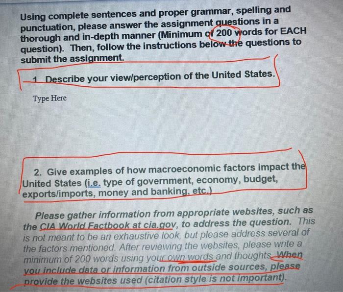 Solved Using complete sentences and proper grammar, spelling | Chegg.com