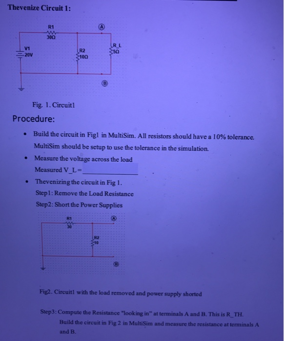 Solved Thevenize Circuit 1: R1 300 V1 20v (R2 $100 IRL 350 | Chegg.com