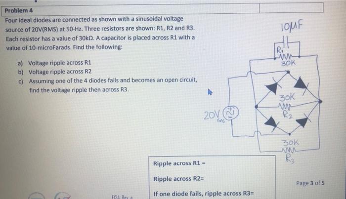 Solved Problem 4 Four ideal diodes are connected as shown | Chegg.com