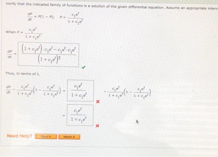 Solved Verify that the indicated family of functions is a | Chegg.com