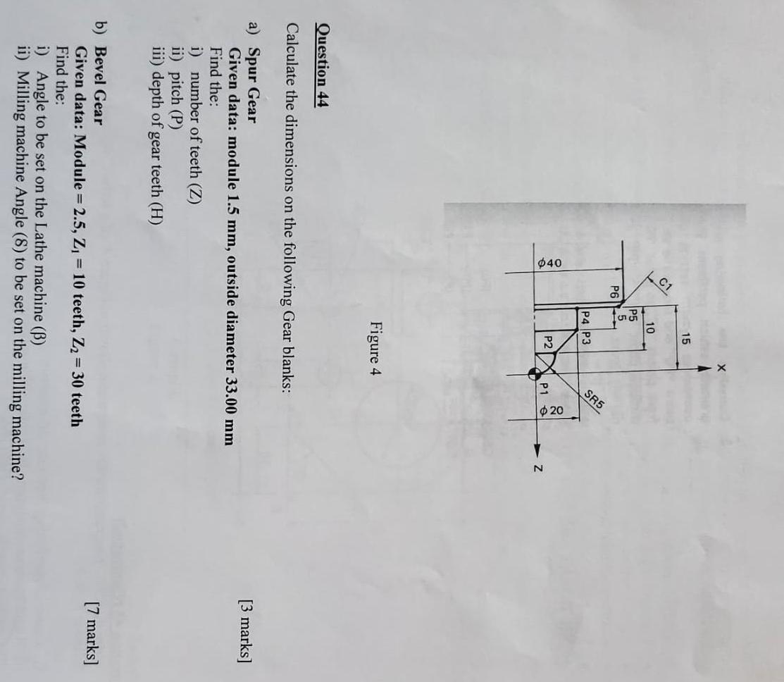 Solved Figure 4 Question 44 Calculate the dimensions on the | Chegg.com