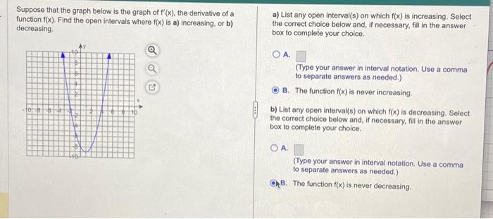 Solved Suppose that the graph below is the graph of f′(x), | Chegg.com