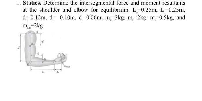 Solved 1. Statics. Determine the intersegmental force and | Chegg.com