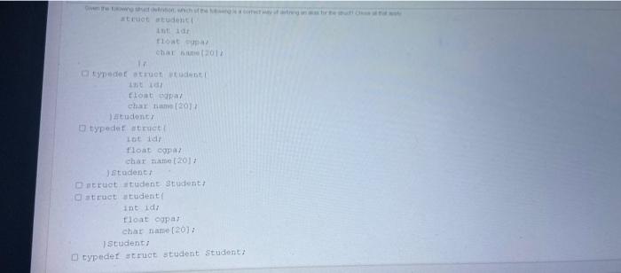 Solved QUESTION 6 Given the following struct definition, | Chegg.com Solved QUESTION 6 Given the following struct definition, | Chegg.com