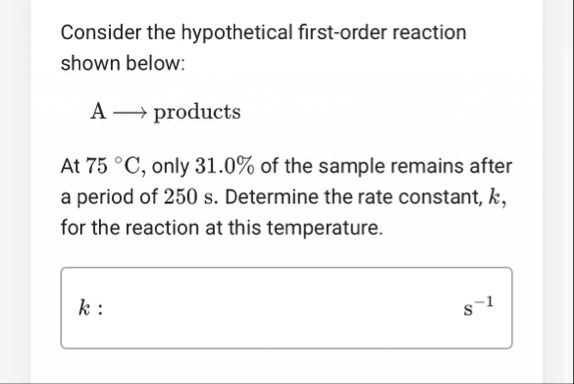 Solved Consider the hypothetical first-order reaction shown | Chegg.com