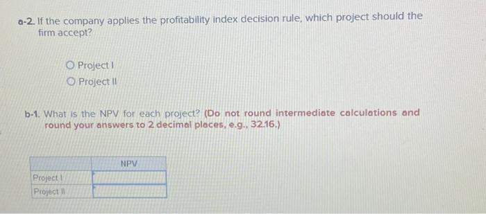 Solved a-2. If the company applies the profitability index | Chegg.com