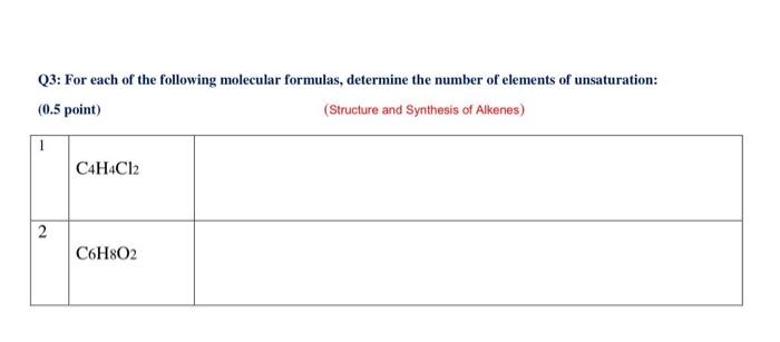 Solved Q3: For each of the following molecular formulas, | Chegg.com