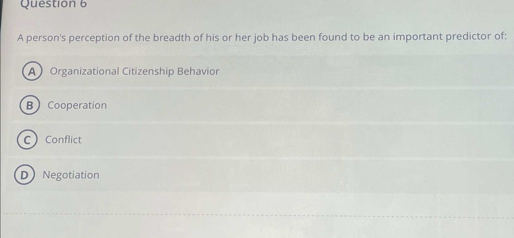 Solved Question 6A person's perception of the breadth of his | Chegg.com