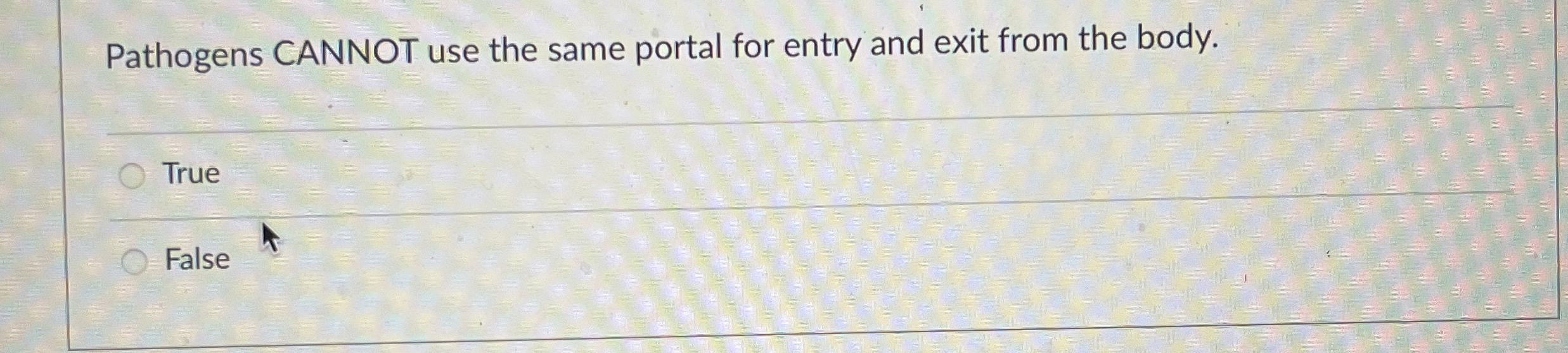 Solved Pathogens CANNOT use the same portal for entry and | Chegg.com