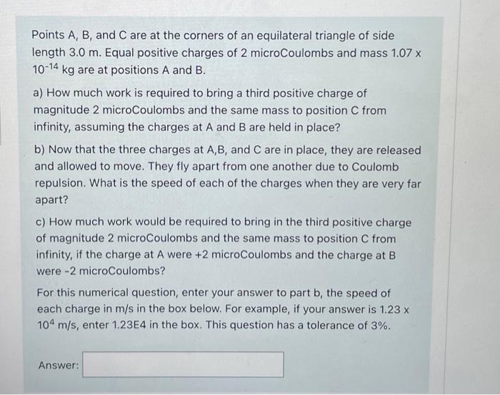 Solved Points A,B, and C are at the corners of an | Chegg.com