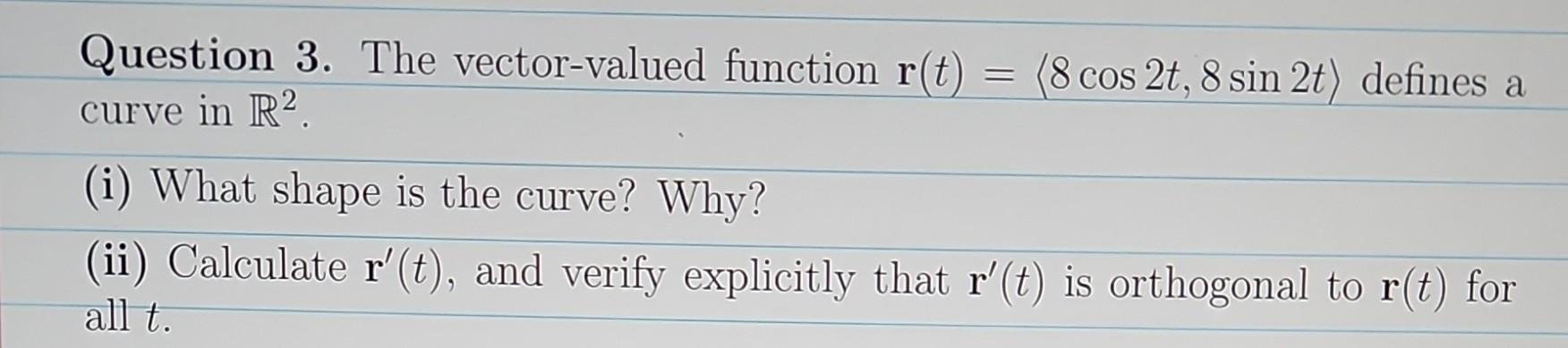 Solved Question 3. The vector-valued function | Chegg.com