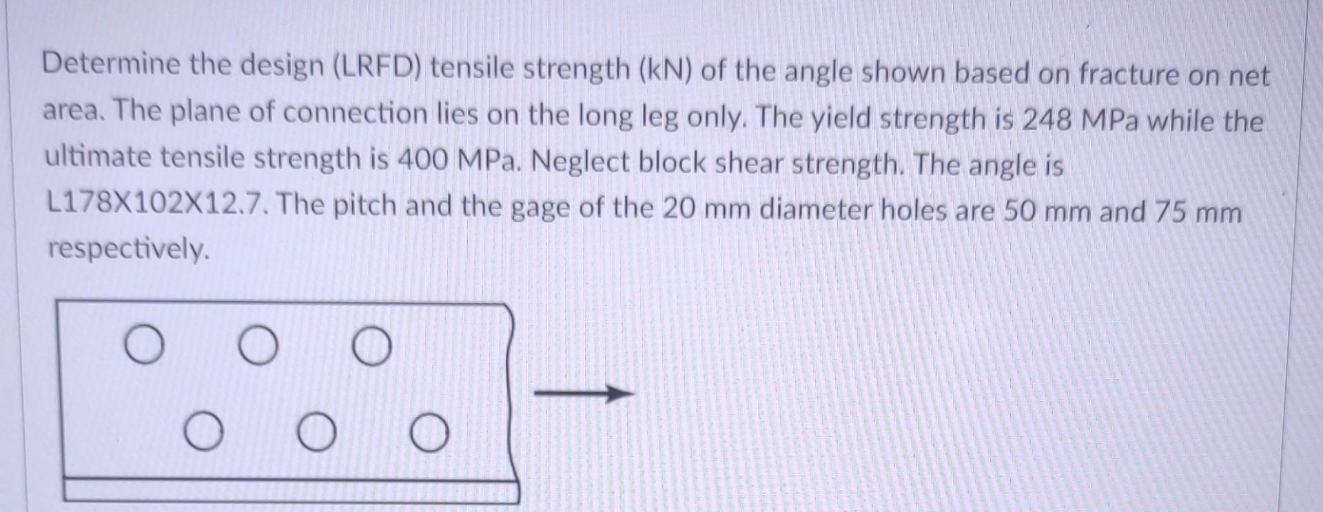 Solved Determine the design (LRFD) tensile strength (kN) of | Chegg.com