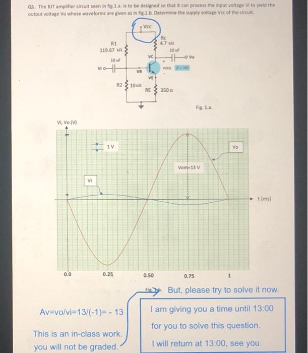 Solved 1. The BIT amplifier circuit seen in fig. 1.a. is to | Chegg.com