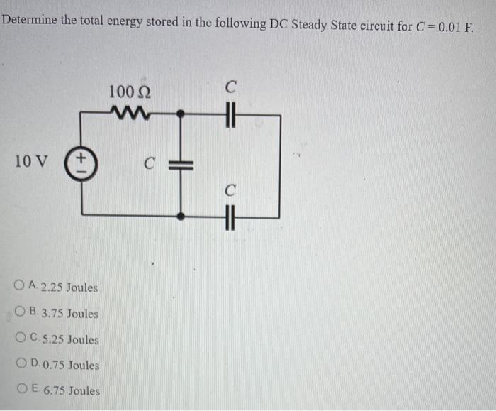 Solved Determine the total energy stored in the following DC | Chegg.com