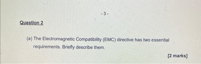 Solved (a) The Electromagnetic Compatibility (EMC) directive | Chegg.com