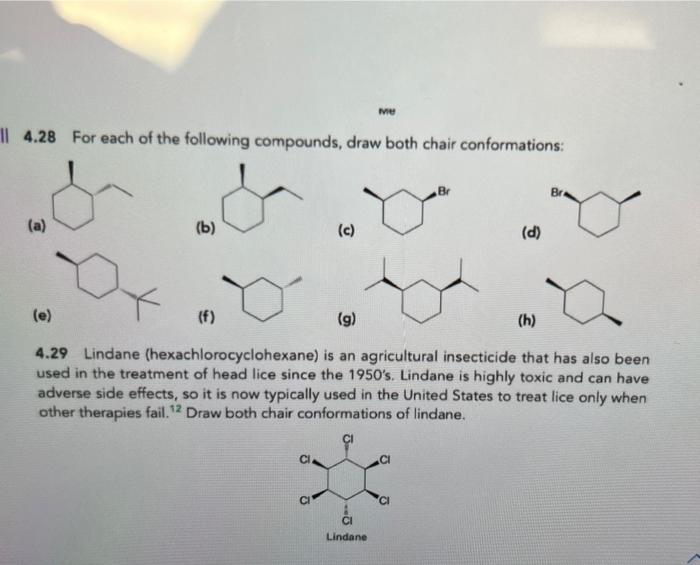 Solved 4.28 For each of the following compounds, draw both | Chegg.com