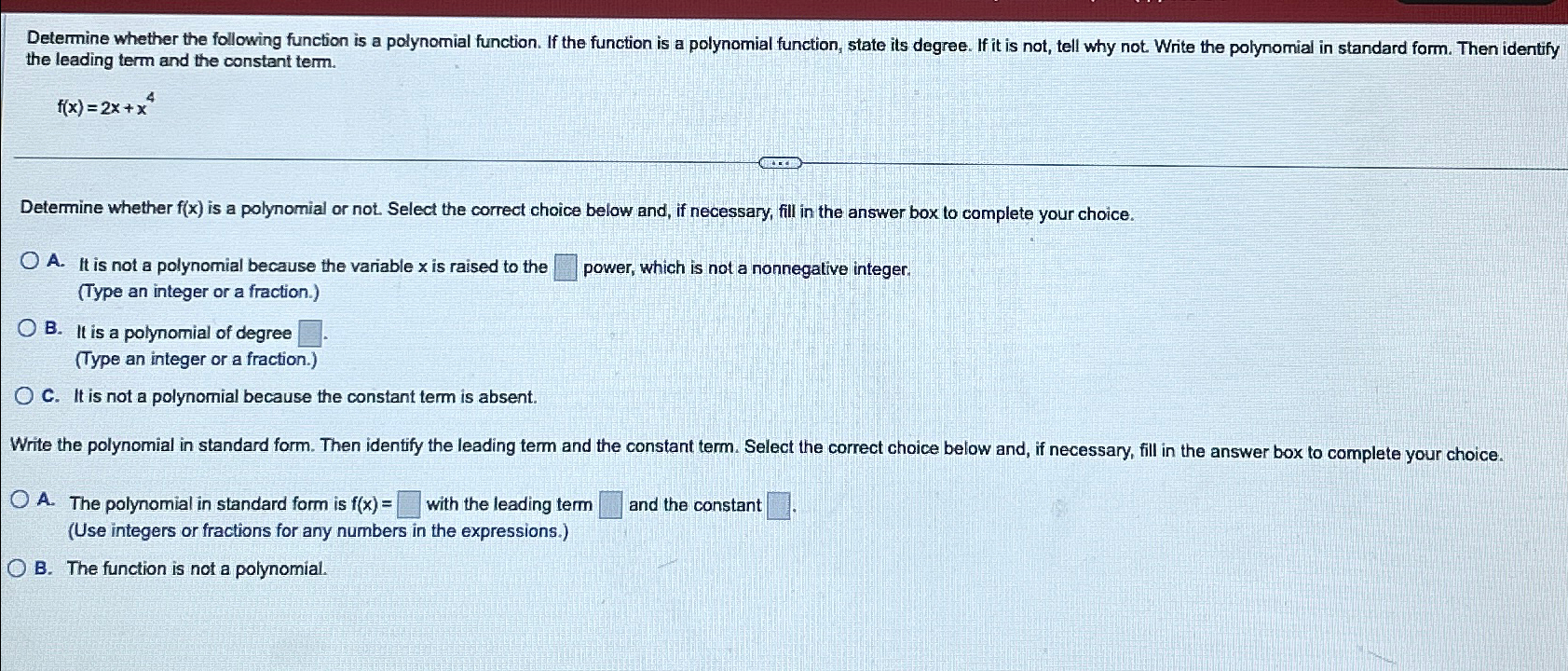 Solved Determine whether the following function is a | Chegg.com