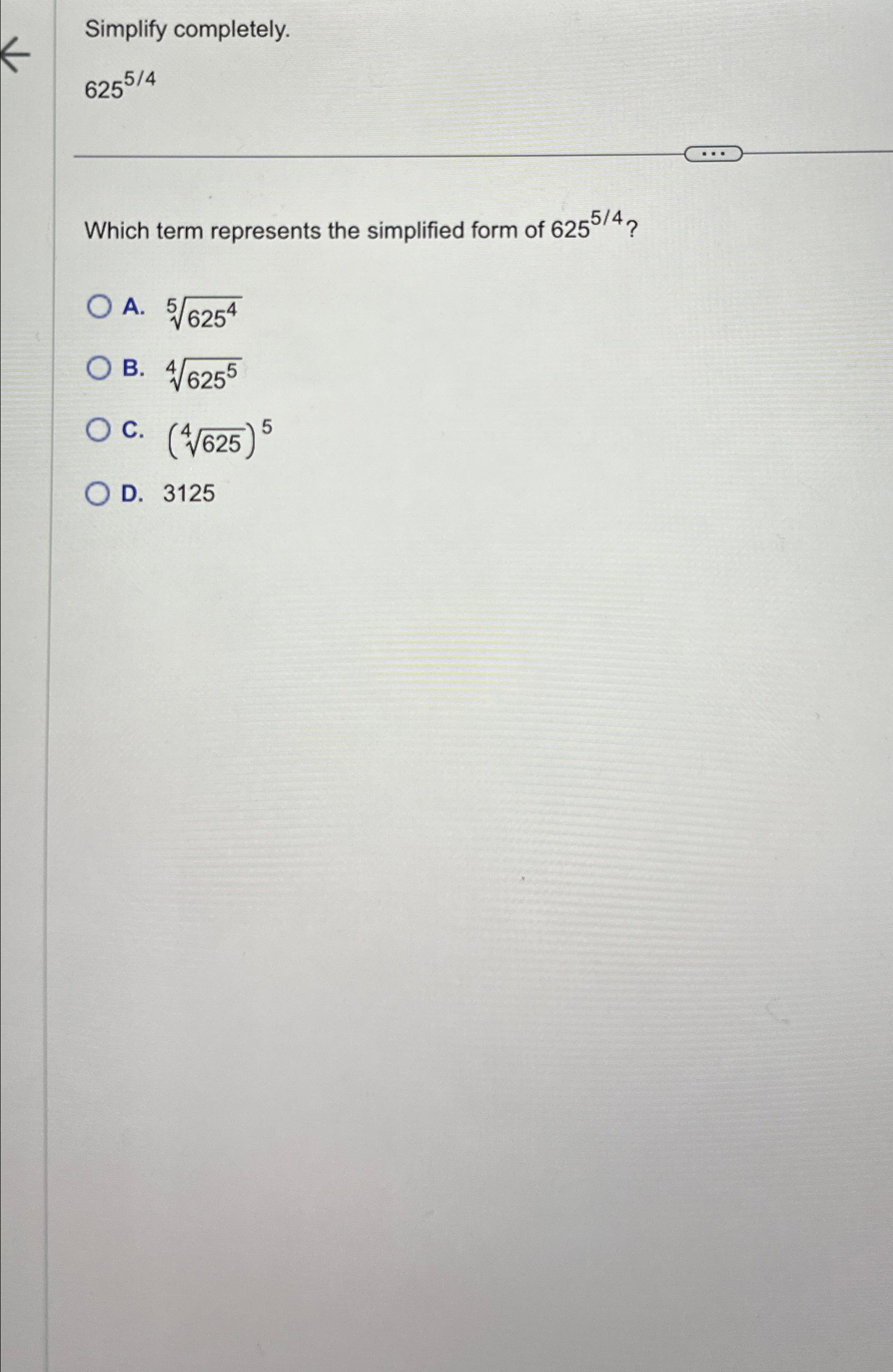 Solved Simplify completely.62554Which term represents the | Chegg.com