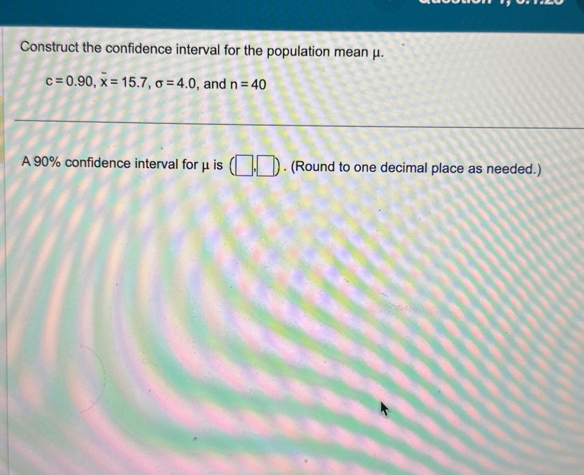 Solved Construct the confidence interval for the population | Chegg.com