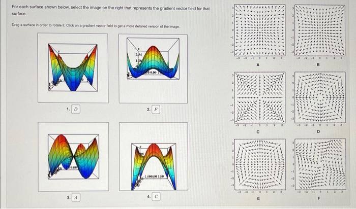 Solved For each surface showa besow, select the image on the | Chegg.com
